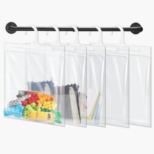 24 pack hanging storage bags, large hook 13 x 16-inch clear plastic bags for classroom, library, and pharmacy use