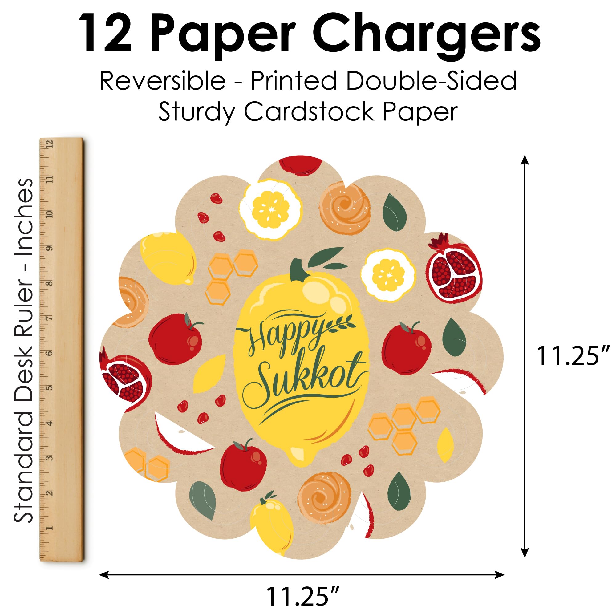 Big Dot of Happiness Sukkot - Sukkah Jewish Holiday Round Table Decorations - Paper Chargers - Place Setting For 12