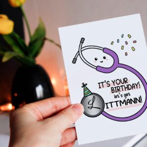 OwingsDesignsPerfect It's Your Birthday Let's Get Littman Card - Emergency Medicine Card - Medical Pun Card - Cute Medical Card Gift For Doctor-Nurse - Pediatrician Card - Greeting Card