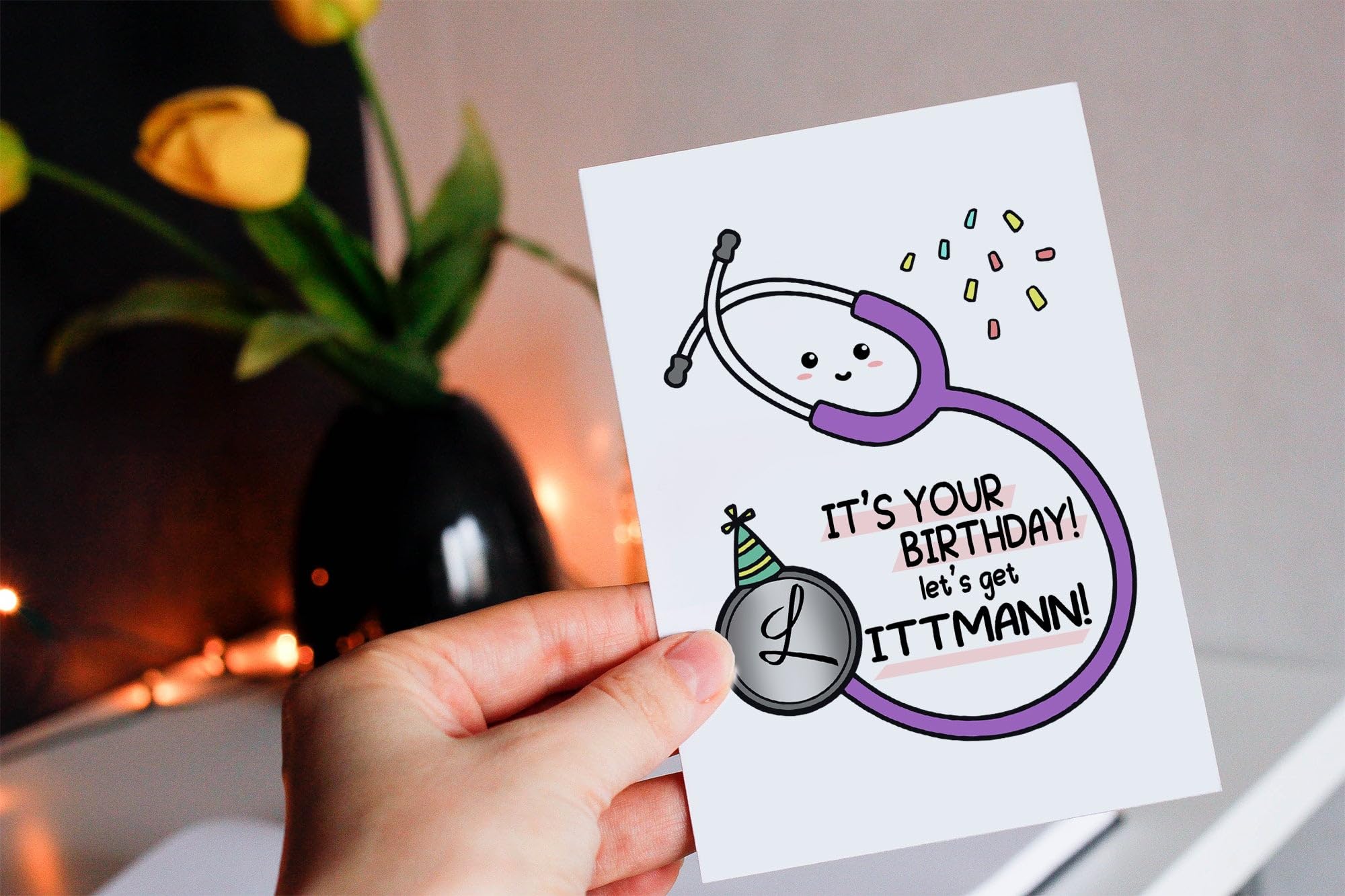 OwingsDesignsPerfect It's Your Birthday Let's Get Littman Card - Emergency Medicine Card - Medical Pun Card - Cute Medical Card Gift For Doctor-Nurse - Pediatrician Card - Greeting Card