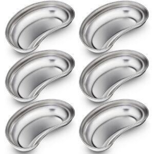 blulu 6 pcs stainless steel kidney tray 8'' medium kidney shaped emesis basin surgical medical tray pan bowls reusable metal kidney dish dental lab instruments bathroom soiled dressings medic waster