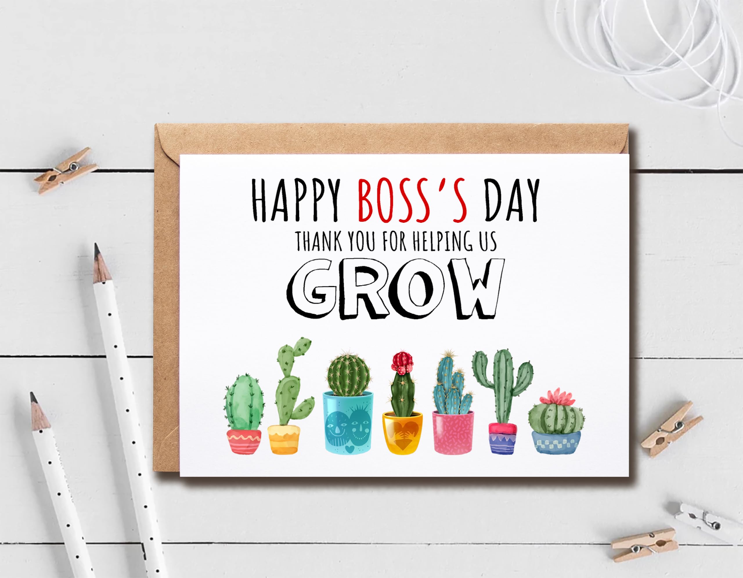 EruditeGifts Cute Thank You Card - Happy Boss's Day Card - Funny Greeting Card - Card For Plant Lover - Gift For Men Boss