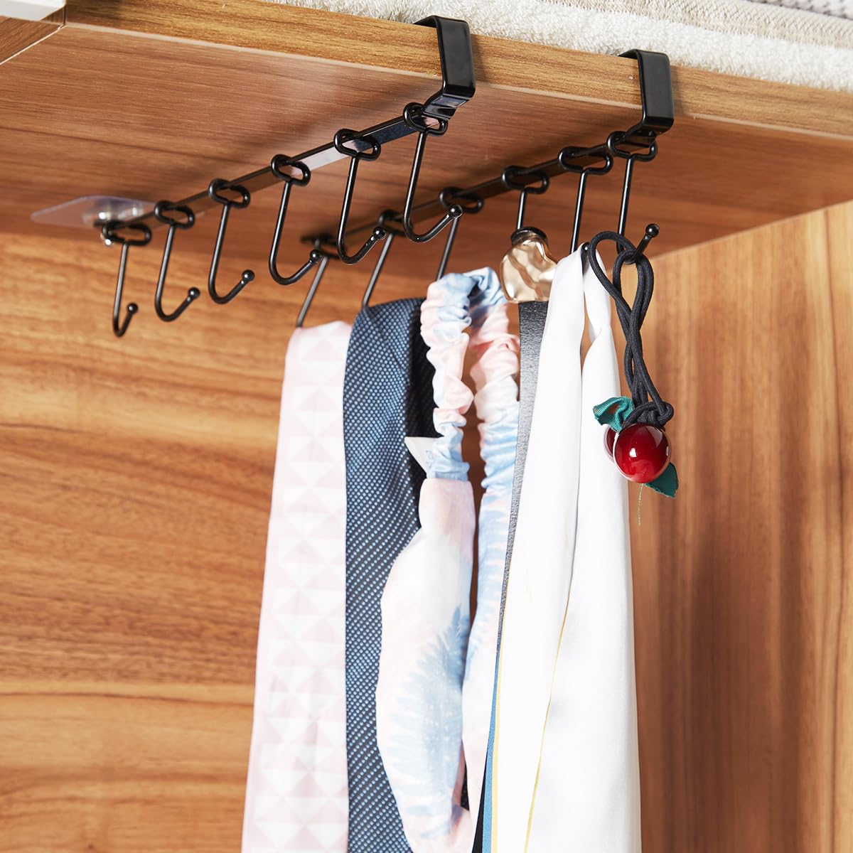 XILAOTOU Mug Rack Under Cabinet - Coffee Cup Holder, Each Bracket is Equipped with 6 and Adjustable Position of The Hook, Display Hanging Cups Drying Hook for Bar Kitchen Utensils Black 2 Sets