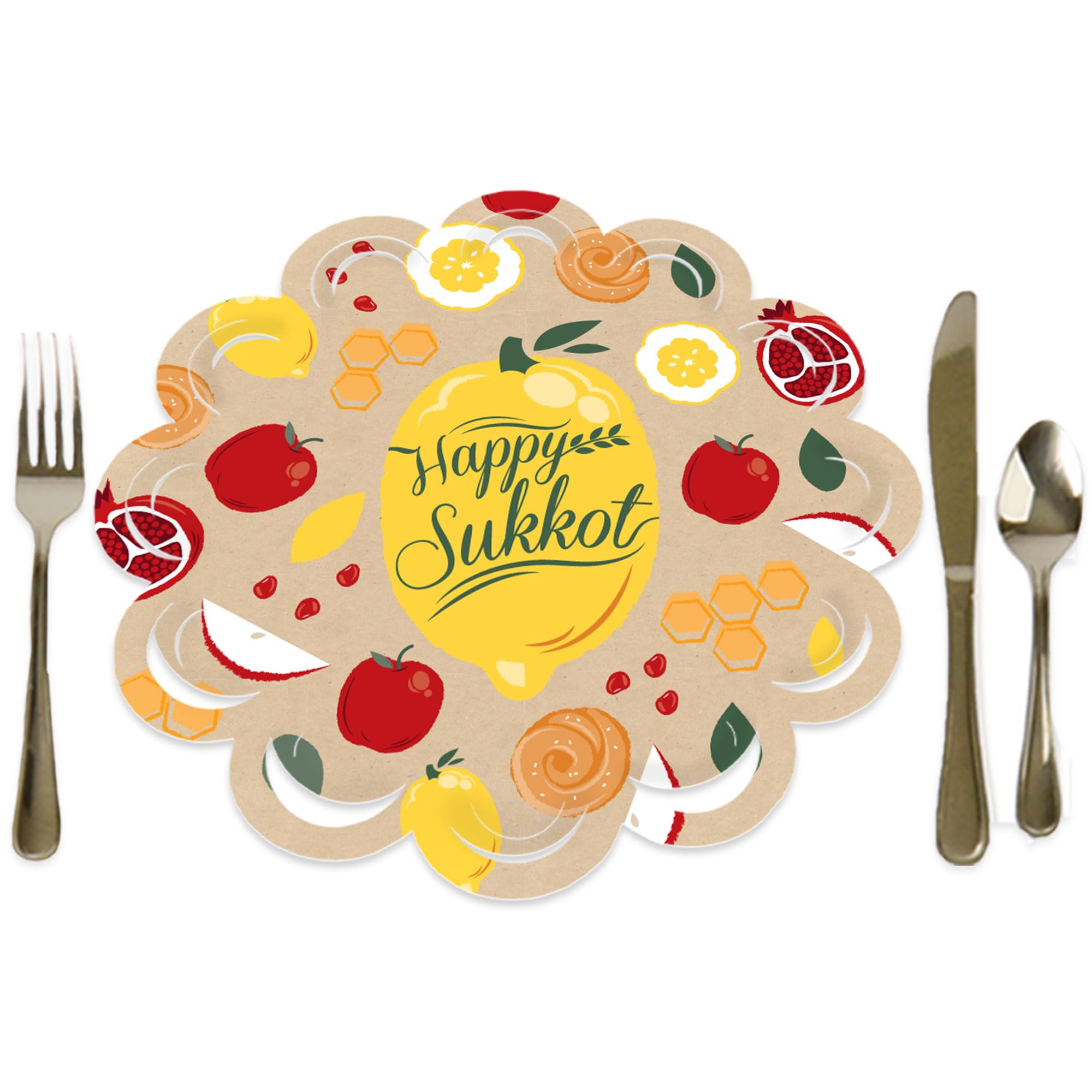 Big Dot of Happiness Sukkot - Sukkah Jewish Holiday Round Table Decorations - Paper Chargers - Place Setting For 12