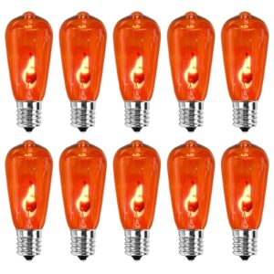 abeja 10 pack christmas orange flicker flame light bulbs, st40 orange replacement bulbs with realistic orange glow, flame edison bulbs for christmas outdoor indoor string lights