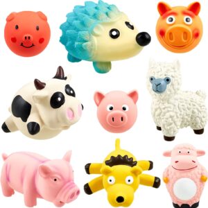 liliful 9 pcs squeak latex dog toys soft rubber dog chew toy grunting pig dog toy squeaker dog puppy chew toy fetch play animal ball toy cute funny latex dog balls for small puppy and medium pets dogs