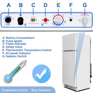 Smad Propane Refrigerator with Freezer 13.5 cu.ft RV Refrigerator for Offgrid, Cabin, Boat, RV, Camper Gas Fridge, White