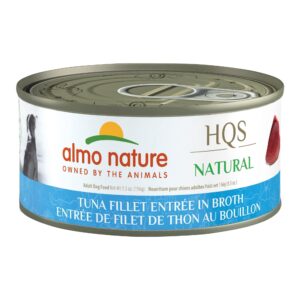 almo nature hqs natural wet dog food tuna fillet entree in broth 5.5 oz (pack of 12)