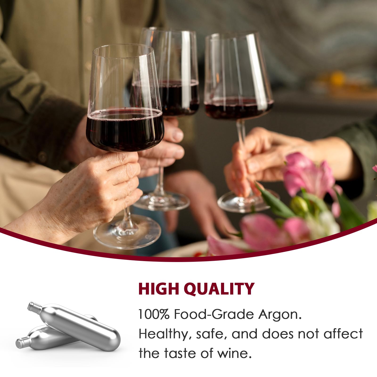 Argon Gas Capsules Cartridges Compatible with Wine Preservation Systems for Wine Preservation(8 Packs)