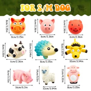 Liliful 9 Pcs Squeak Latex Dog Toys Soft Rubber Dog Chew Toy Grunting Pig Dog Toy Squeaker Dog Puppy Chew Toy Fetch Play Animal Ball Toy Cute Funny Latex Dog Balls for Small Puppy and Medium Pets Dogs