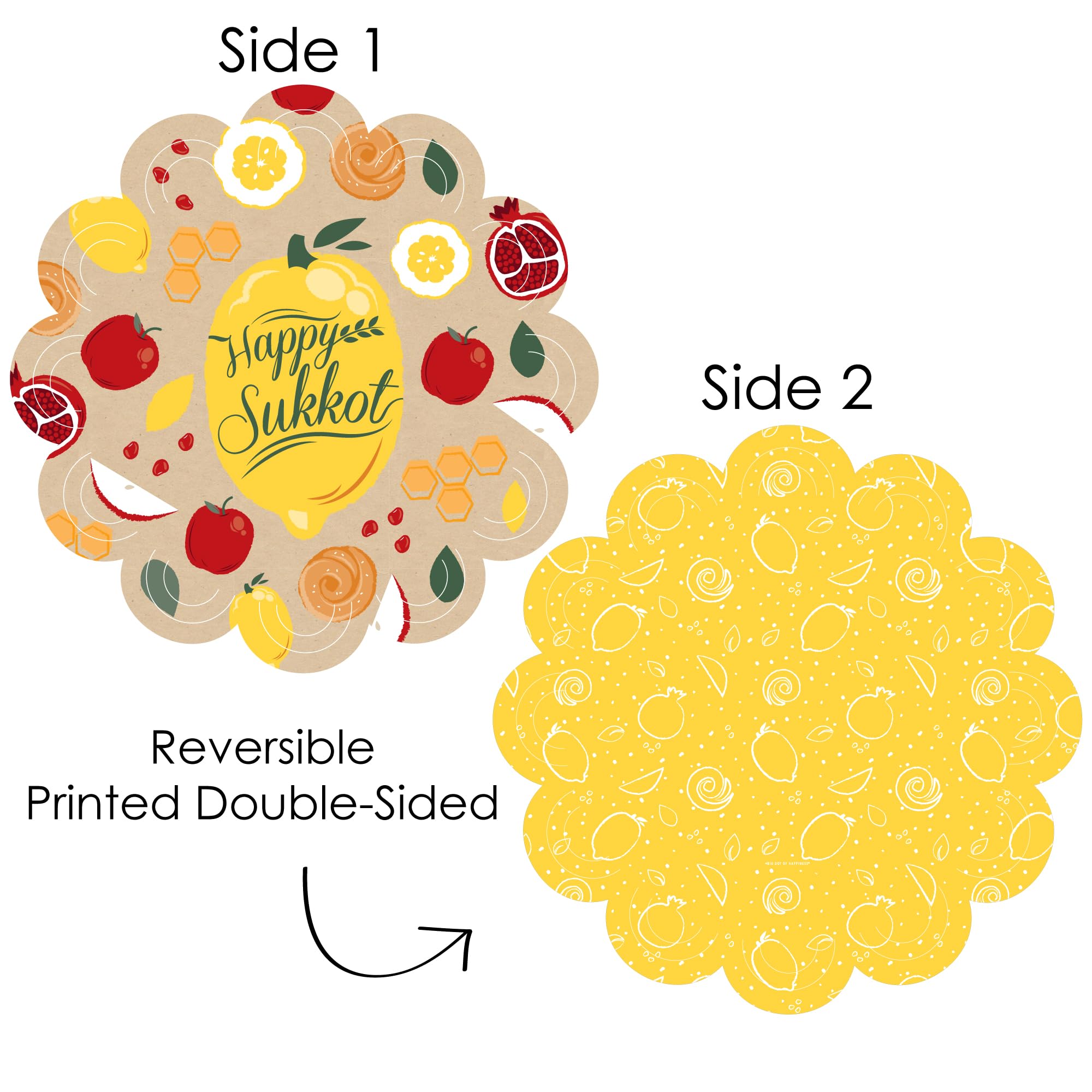 Big Dot of Happiness Sukkot - Sukkah Jewish Holiday Round Table Decorations - Paper Chargers - Place Setting For 12