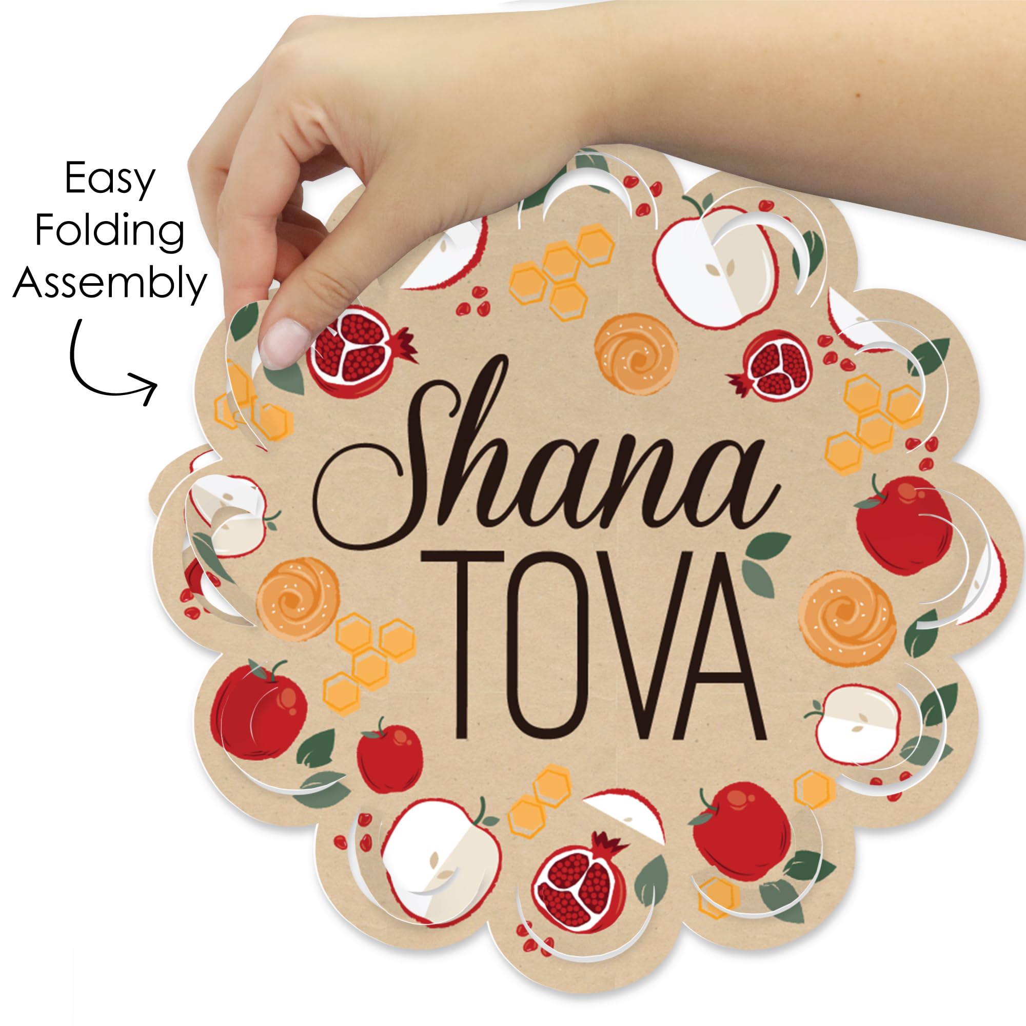 Big Dot of Happiness Rosh Hashanah - Jewish New Year Party Round Table Decorations - Paper Chargers - Place Setting For 12