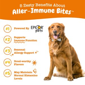 Zesty Paws Allergy Immune Supplement for Dogs - with Omega 3 Salmon Fish Oil + Dental Bones for Large Dogs - Fights Tartar & Plaque