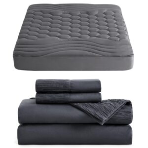 bedsure king size mattress pad bundle king size sheets grey