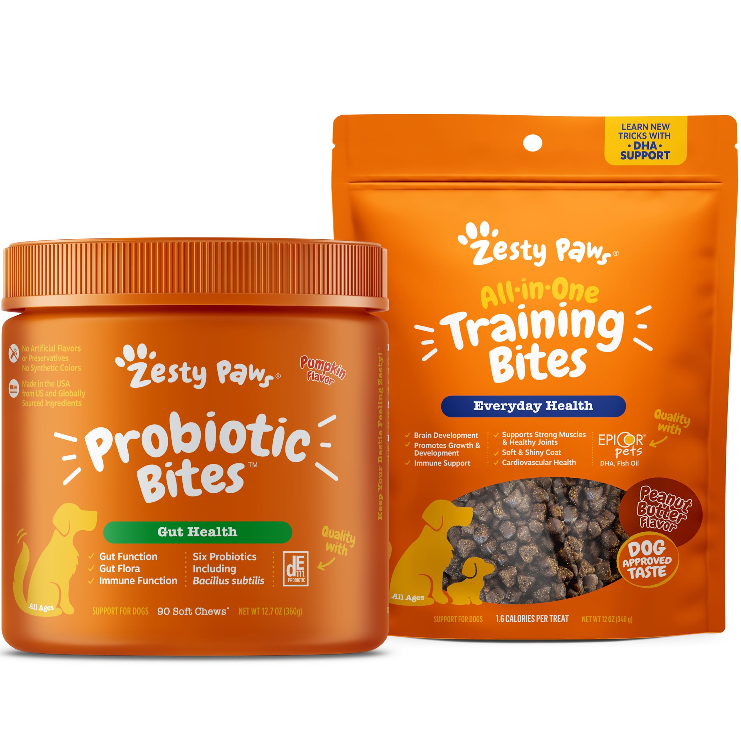 Zesty Paws Probiotics for Dogs - Digestive Enzymes for Gut + Training Treats for Dogs & Puppies - Hip, Joint & Muscle Health