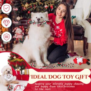 Jenaai Christmas Dog Toys 6 Pack Dog Rope Toys with 1 Pack Christmas Stocking Dog Rope Chew Toys Puppy Chew Toys Santa Snowman Dog Toy Set Tough for Small Medium Dogs Training Teething Cleaning