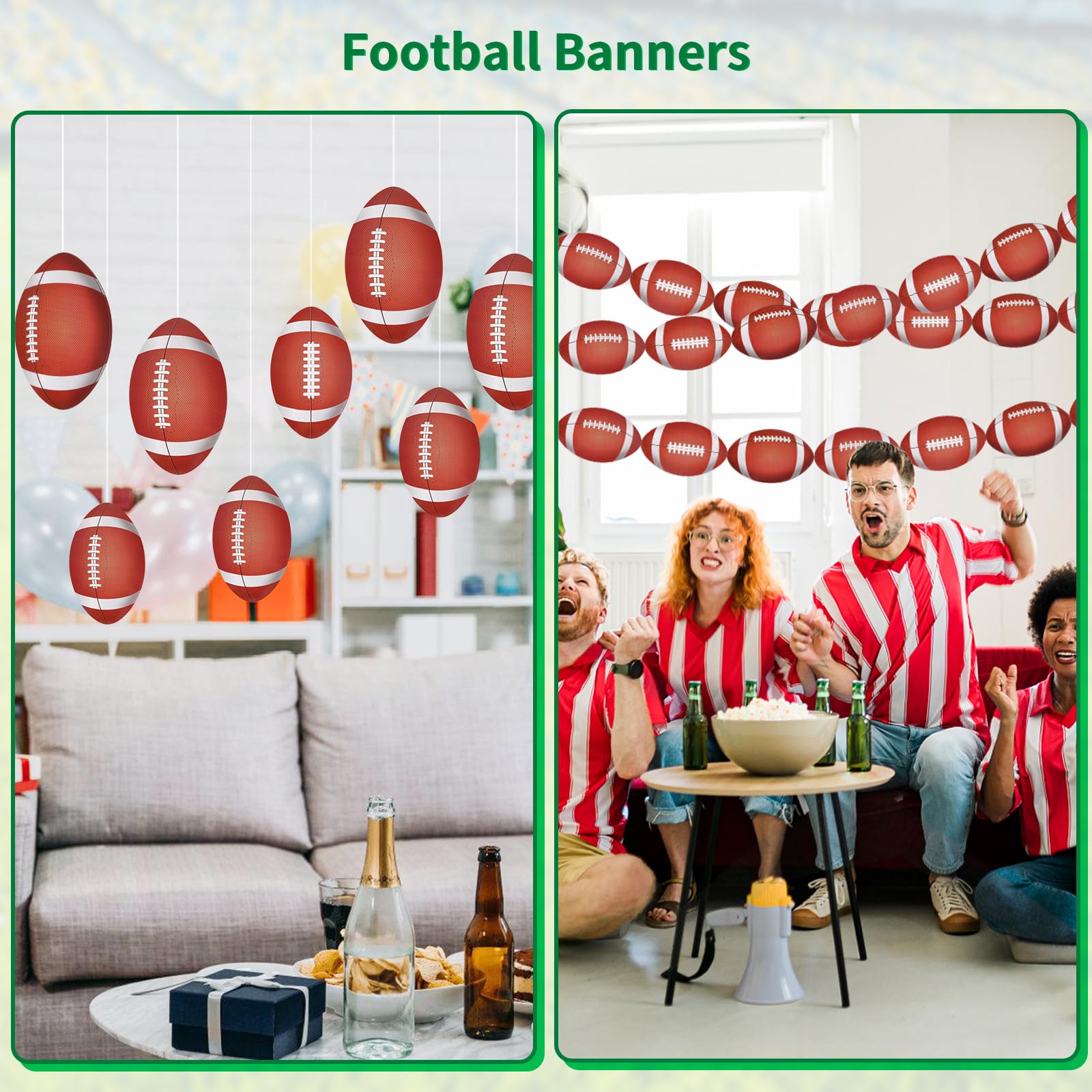 Waenerec 45PCS Football Cutout Paper Football Cutouts Bulletin Board Sign Banners Classroom Football Game Stickers for Kids Boy Sports Birthday Theme Party Supplies Football Party Decorations