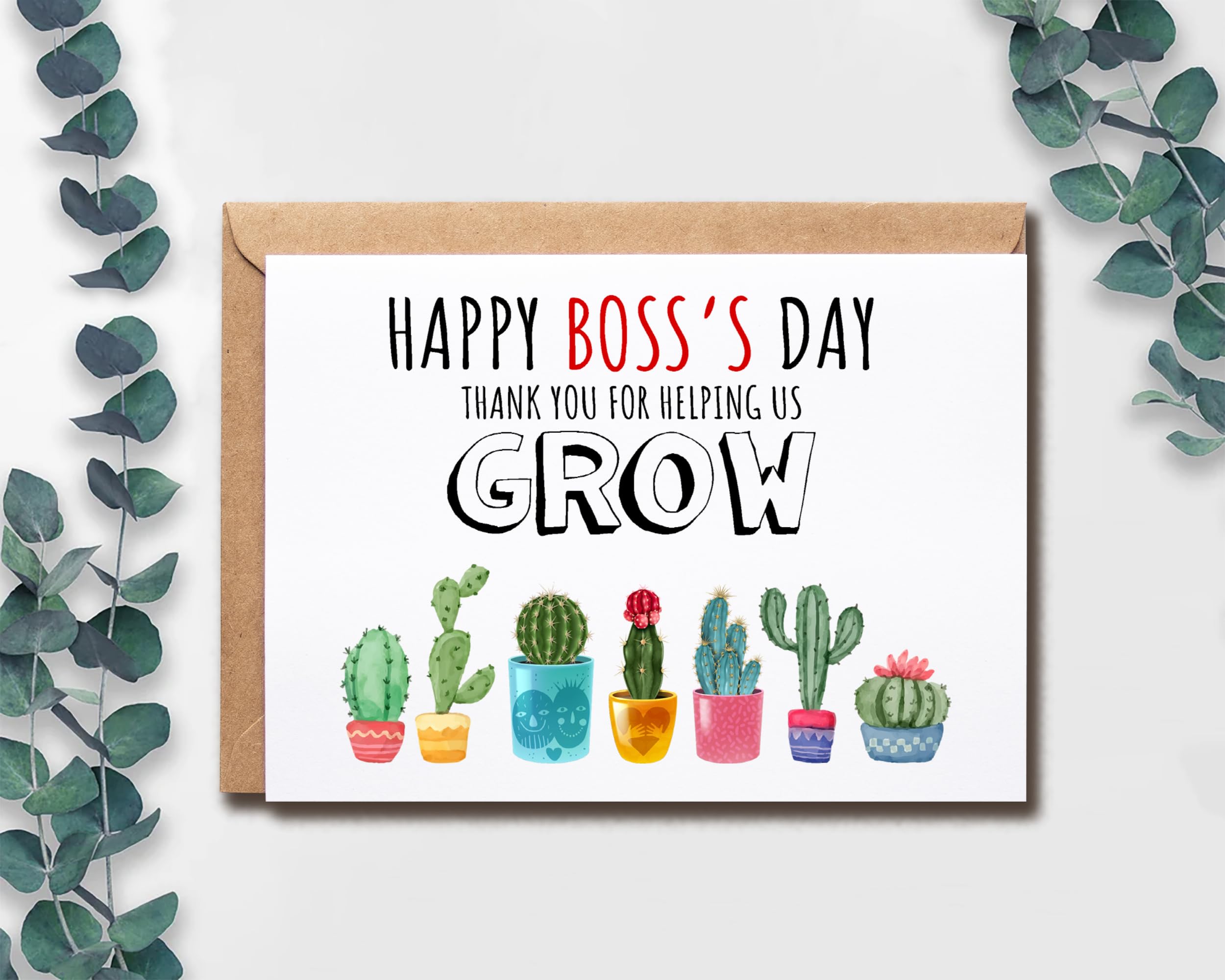 EruditeGifts Cute Thank You Card - Happy Boss's Day Card - Funny Greeting Card - Card For Plant Lover - Gift For Men Boss