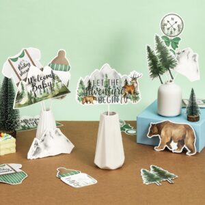 24 Set Adventure Baby Shower Centerpiece Sticks Let the Adventure Begin Baby Shower Decorations Adventure Table Decorations for Woodland Forest Mountain Adventure Baby Shower Party Supplies