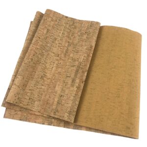 misscrafts cork textured faux leather sheets pu fabric by the yard 12.5 x 59 inches embellished craft fabric for ornament sewing diy crafts (light brown)