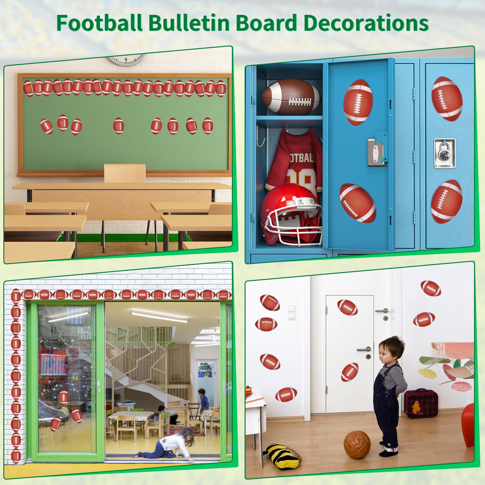 Waenerec 45PCS Football Cutout Paper Football Cutouts Bulletin Board Sign Banners Classroom Football Game Stickers for Kids Boy Sports Birthday Theme Party Supplies Football Party Decorations