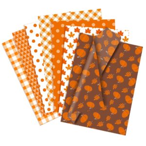 larcenciel 70 sheets fall tissue paper, orange gift tissue paper bulk for gift bags & gifts wrapping - pumpkin leaves patterns, gift wrap for autumn harvest thanksgiving halloween party diy,19.7x13.8