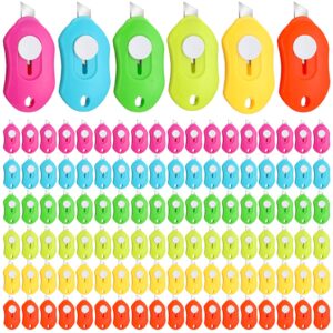 lasnten 100 pcs mini retractable utility knife box cutter lightweight colorful cloud shape pocket knife for letter and small box opening suitable for home office hobby use crafts, random color