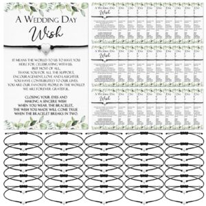 sasylvia 50 sets wedding favors for guests bracelets bulk adjustable bracelets with thank you wish cards for wedding party gifts bridal shower souvenirs(greenery)