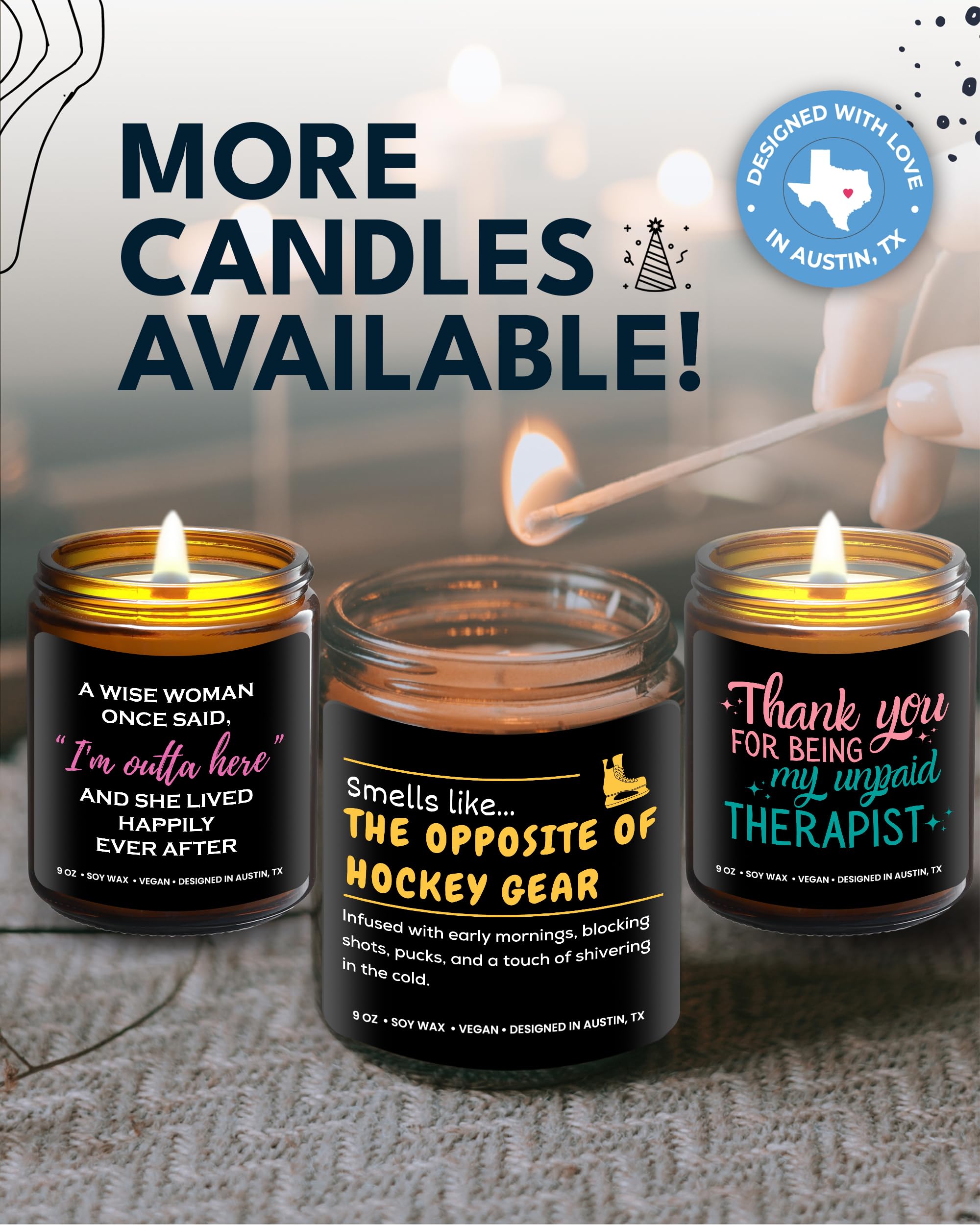 Hockey Candle, Funny Hockey Gifts for Hockey Lovers, Hockey Mom Gifts for Women, Gifts for Hockey Players, Long-Lasting Scent, Gift Ready