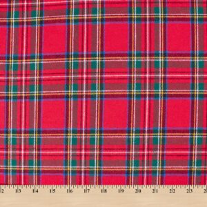 red plaid cotton flannel fabric - 100% cotton 57/58" sold by the yard