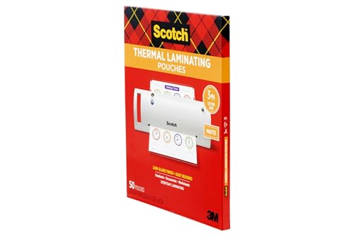 Scotch Matte Thermal Laminating Pouches, Ultra Clear with Matte Finish, Letter Size 8.9 in x 11.4 in, 50-Pack