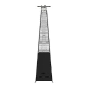 Flash Furniture Outdoor Patio Heater with Wheels - Black - 42,000 BTU - 7.5 Feet Tall - Stainless Steel - For Residential and Commercial Use