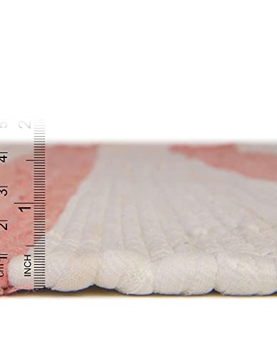 Unique Loom Chindi Rag Collection Area Rug - Striped (4' 1" x 6' 1" Rectangle, Coral and Ivory)