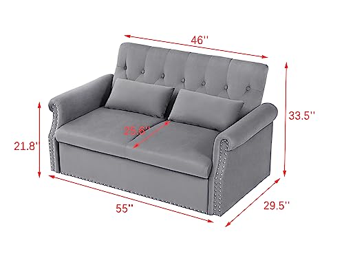 ERYE 3-in-1 Tufted Futon Loveseat Sofa Convertible Sleeper Couch Bed