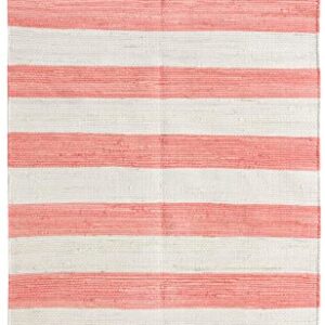 Unique Loom Chindi Rag Collection Area Rug - Striped (4' 1" x 6' 1" Rectangle, Coral and Ivory)