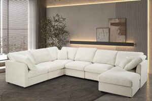 oversized modular cushions sectional sofa couch with movable ottoman ,l-shaped corner low back deep seat spacious sectional & couch convertible sleeper sofabed for house apartment living room sets