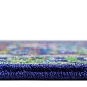 Unique Loom Calypso Collection Area Rug - Trinidad (4' x 6' Rectangle, Navy Blue/ Green)