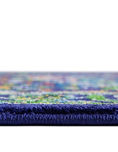 Unique Loom Calypso Collection Area Rug - Trinidad (4' x 6' Rectangle, Navy Blue/ Green)