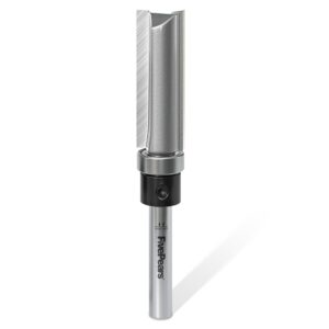 fivepears pattern flush trim router bit 1/2 inch cutting diameter, 1-1/2 inch cutting length, 1/4 inch shank, top bearing flush straight cut trim router bit for woodworking