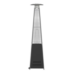 Flash Furniture Outdoor Patio Heater with Wheels - Black - 42,000 BTU - 7.5 Feet Tall - Stainless Steel - For Residential and Commercial Use