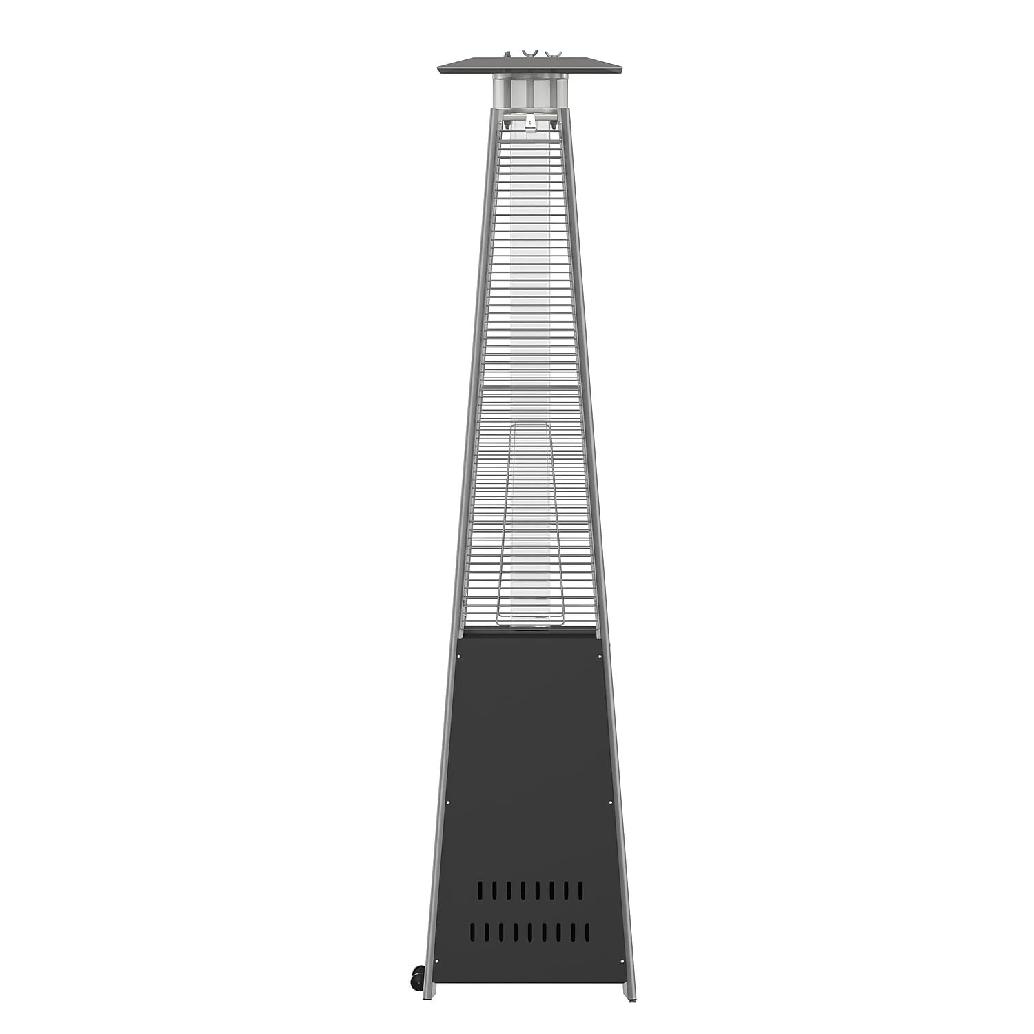 Flash Furniture Outdoor Patio Heater with Wheels - Black - 42,000 BTU - 7.5 Feet Tall - Stainless Steel - For Residential and Commercial Use