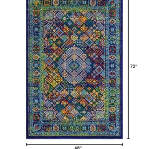 Unique Loom Calypso Collection Area Rug - Trinidad (4' x 6' Rectangle, Navy Blue/ Green)