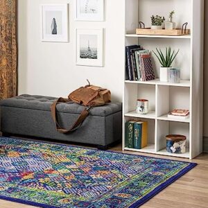 Unique Loom Calypso Collection Area Rug - Trinidad (4' x 6' Rectangle, Navy Blue/ Green)