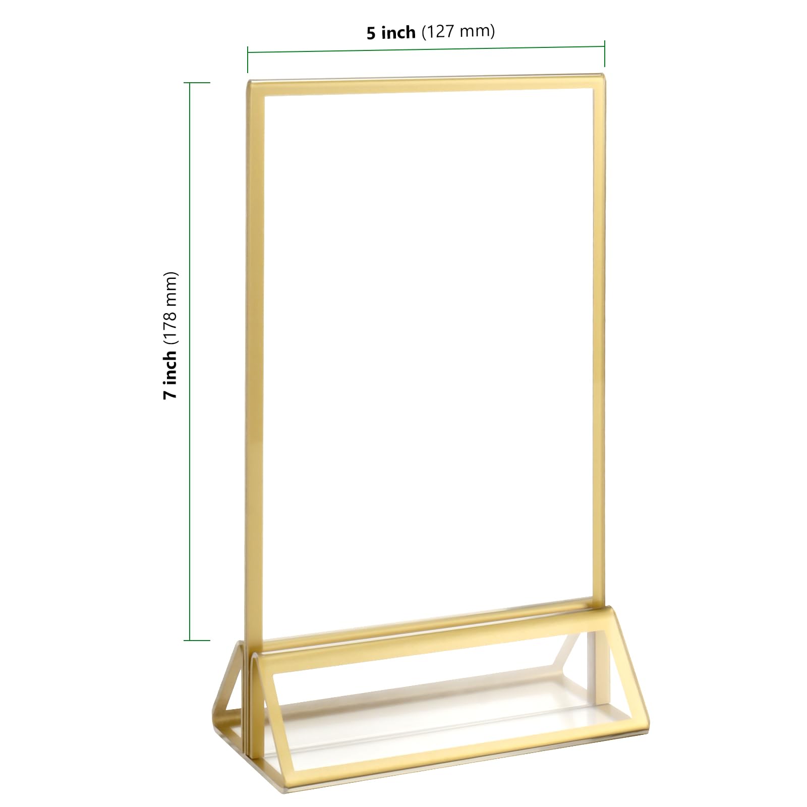 HAKZEON 8 PCS 5 x 7 Inch Acrylic Gold Sign Holder, Gold Acrylic Frames, Gold Acrylic Stands for Display Acrylic Gold Table Number Holders for Table Numbers, Pictures, Menu Display