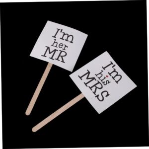 COOLHIYA Mr and Mrs Wedding Party Photo Booth Props Sticks White Bridal Shower Photo Props for Bachelorette Celebrations and Wedding Decor for Fun Photo Opportunities