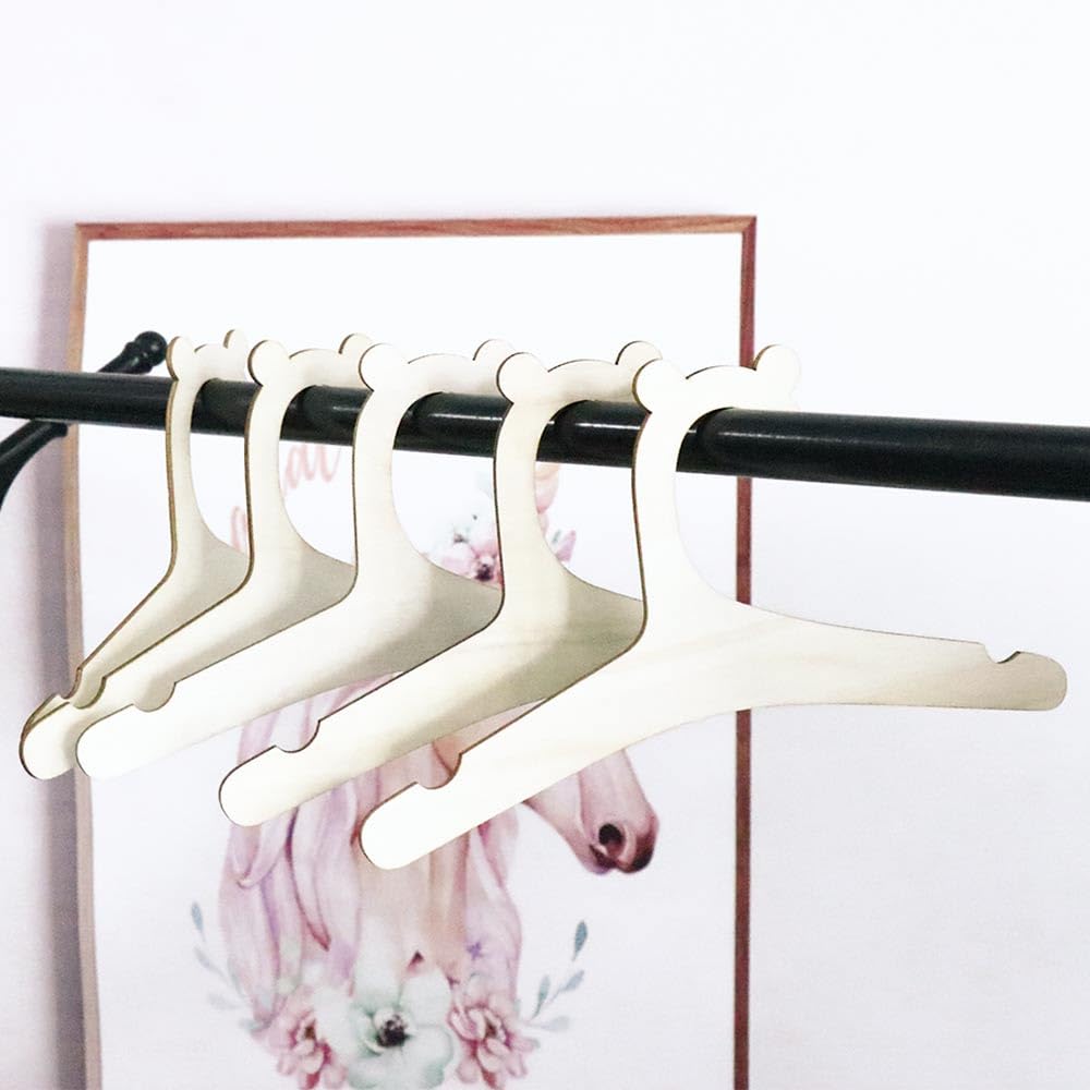 10 Pcs Baby Children Wooden Hangers Children's Clothes Hangers，Cute Little Bear Shape，8.97 * 4.72inch