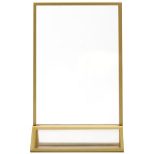 HAKZEON 8 PCS 5 x 7 Inch Acrylic Gold Sign Holder, Gold Acrylic Frames, Gold Acrylic Stands for Display Acrylic Gold Table Number Holders for Table Numbers, Pictures, Menu Display