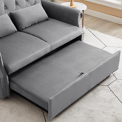 ERYE 3-in-1 Tufted Futon Loveseat Sofa Convertible Sleeper Couch Bed