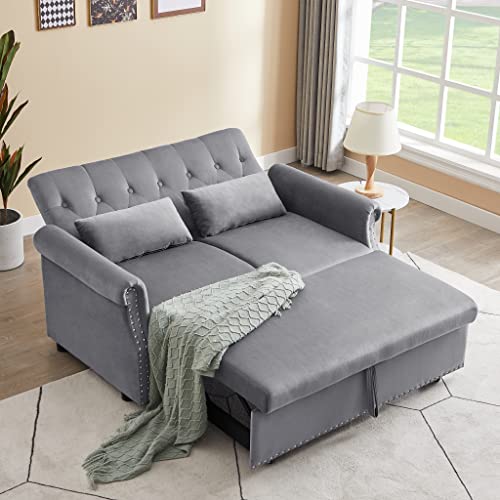 ERYE 3-in-1 Tufted Futon Loveseat Sofa Convertible Sleeper Couch Bed