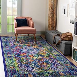 Unique Loom Calypso Collection Area Rug - Trinidad (4' x 6' Rectangle, Navy Blue/ Green)